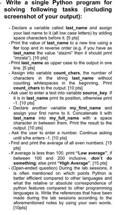 Solved Write a single Python program for solving following | Chegg.com