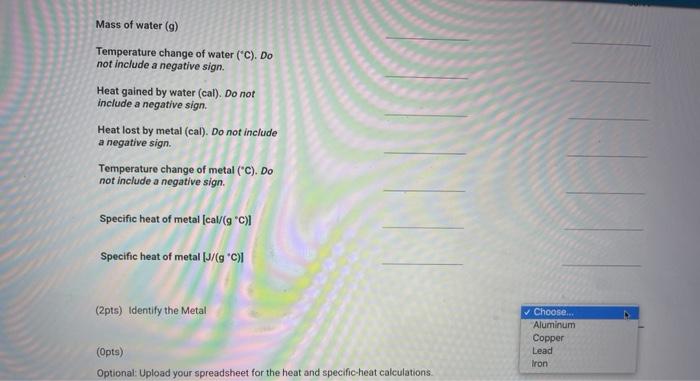 Solved Dala Report Submission - Energy And Specific Heat | Chegg.com