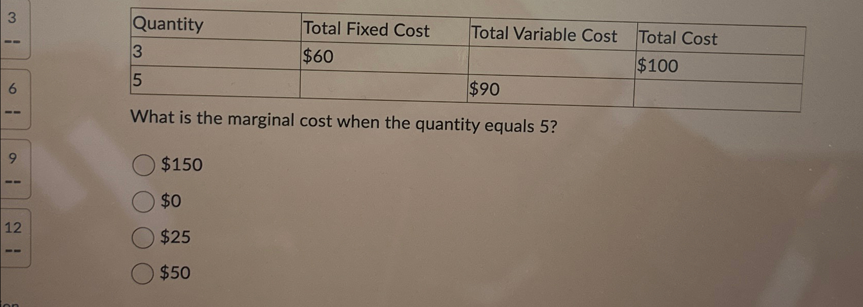 Solved \table[[Quantity,Total Fixed Cost,Total Variable | Chegg.com