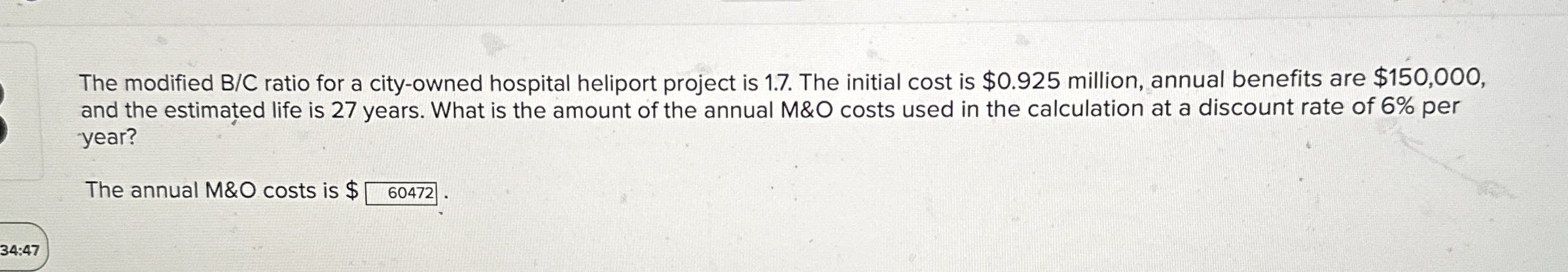Solved The modified BC ﻿ratio for a city-owned hospital | Chegg.com