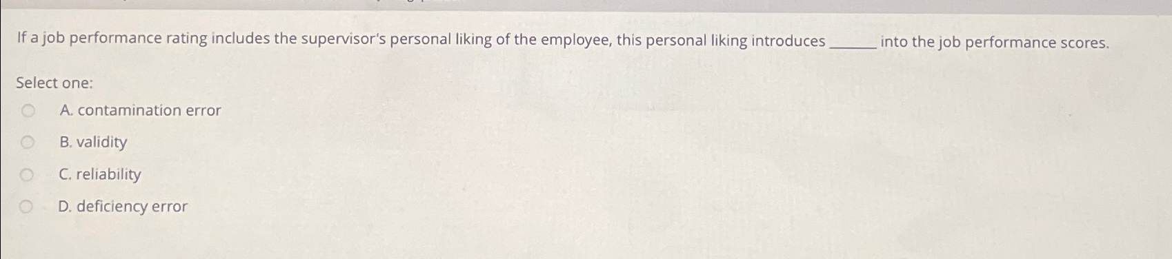 Solved If a job performance rating includes the supervisor's | Chegg.com