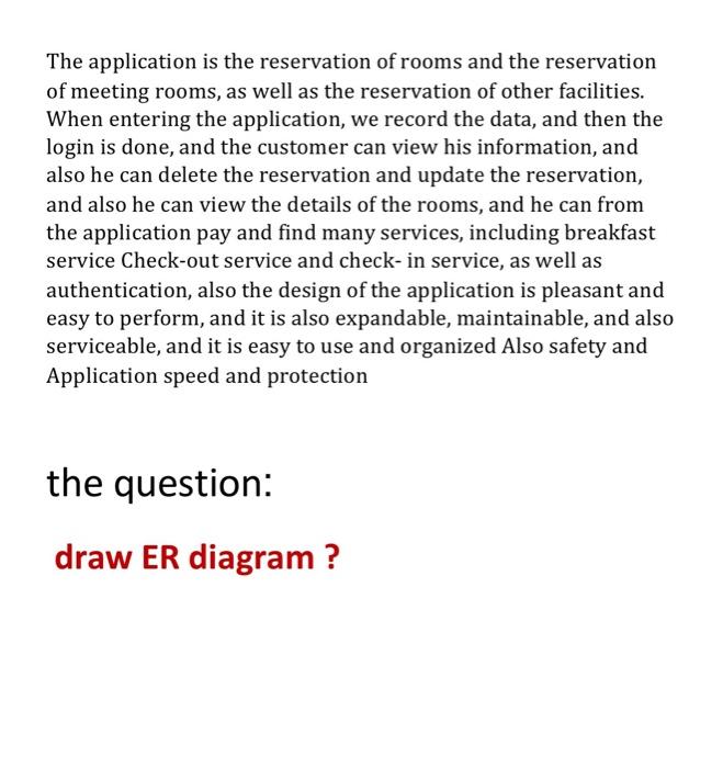 Solved The application is the reservation of rooms and the | Chegg.com