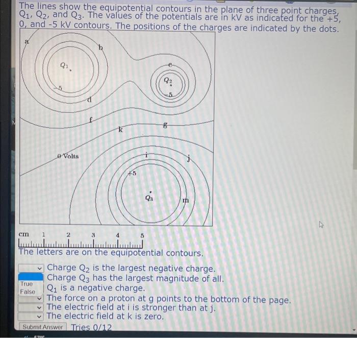 Solved The lines show the equipotential contours in the | Chegg.com