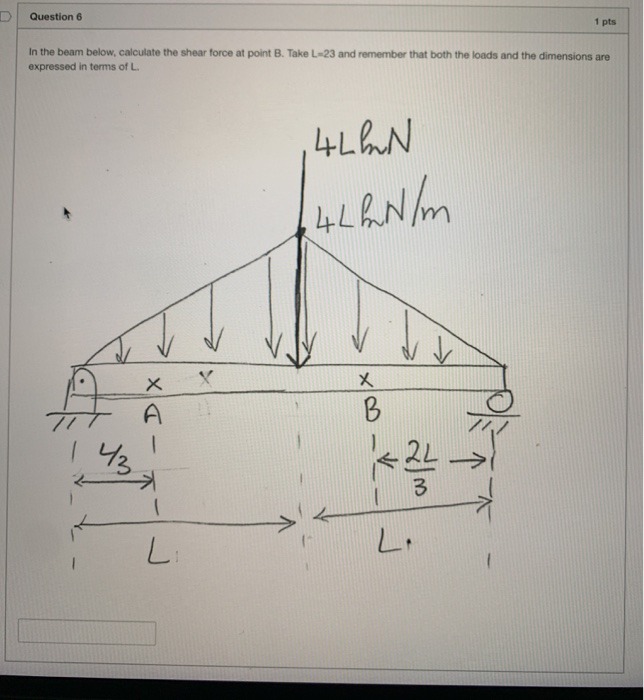 Solved Question 6 1 pts In the beam below, calculate the | Chegg.com