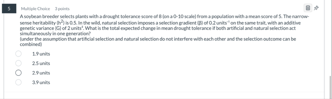 Solved 5Multiple Choice3 ﻿pointsA soybean breeder selects | Chegg.com