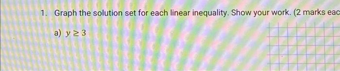 Solved 1. Graph the solution set for each linear inequality. | Chegg.com