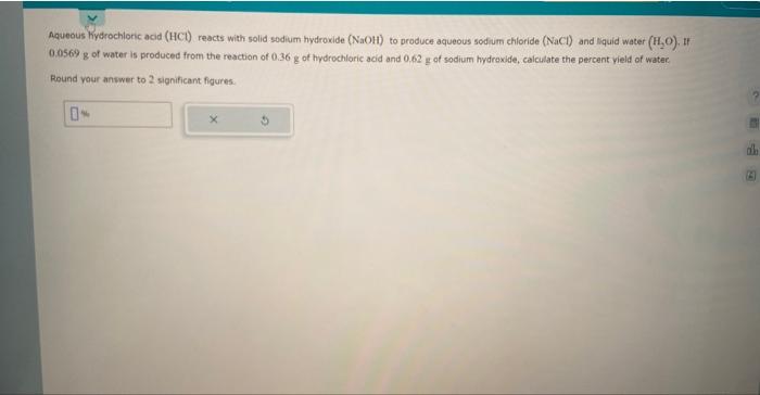 Solved Aqueous Hydrochloric Acid Hcl Reacts With Solid
