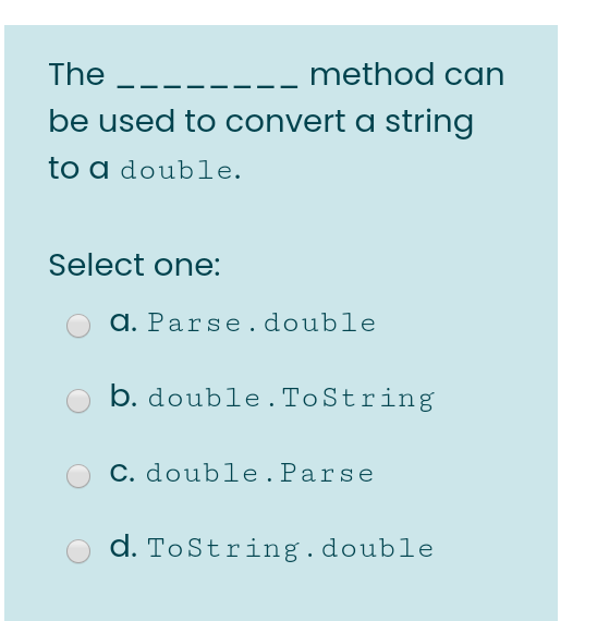 Solved The method can be used to convert a string to a | Chegg.com