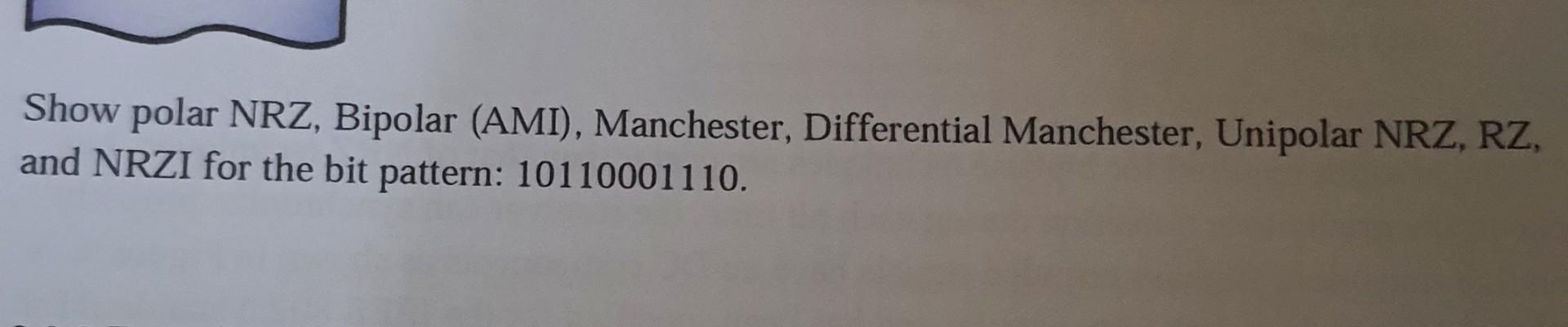 Solved Show polar NRZ, Bipolar (AMI), Manchester, | Chegg.com