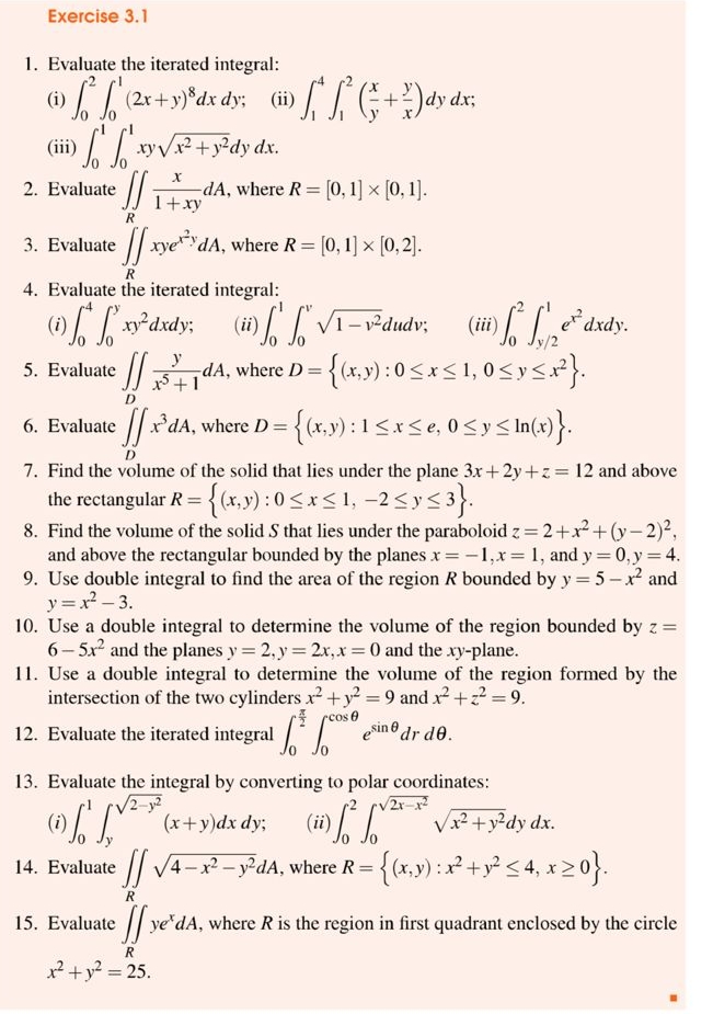 Solved Exercise 3.1Evaluate the iterated | Chegg.com