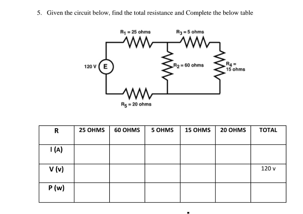 Solved Given the circuit below, find the total resistance | Chegg.com