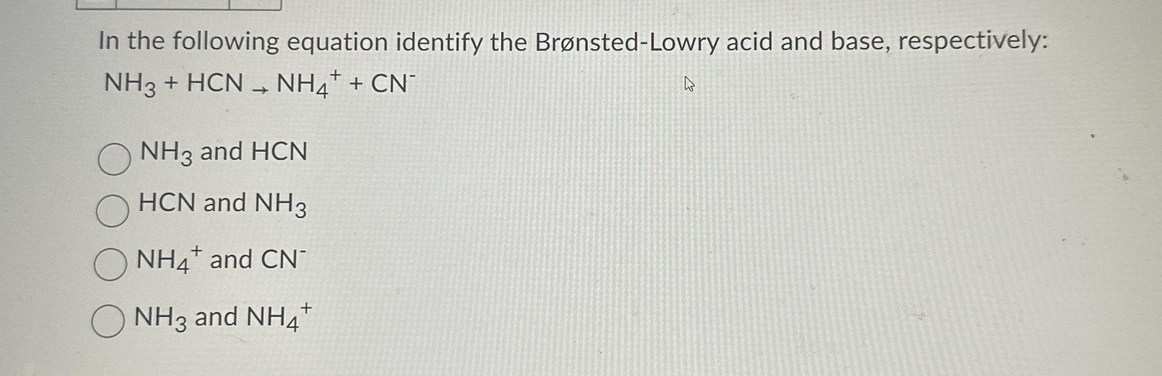 Solved In the following equation identify the Brønsted-Lowry | Chegg.com
