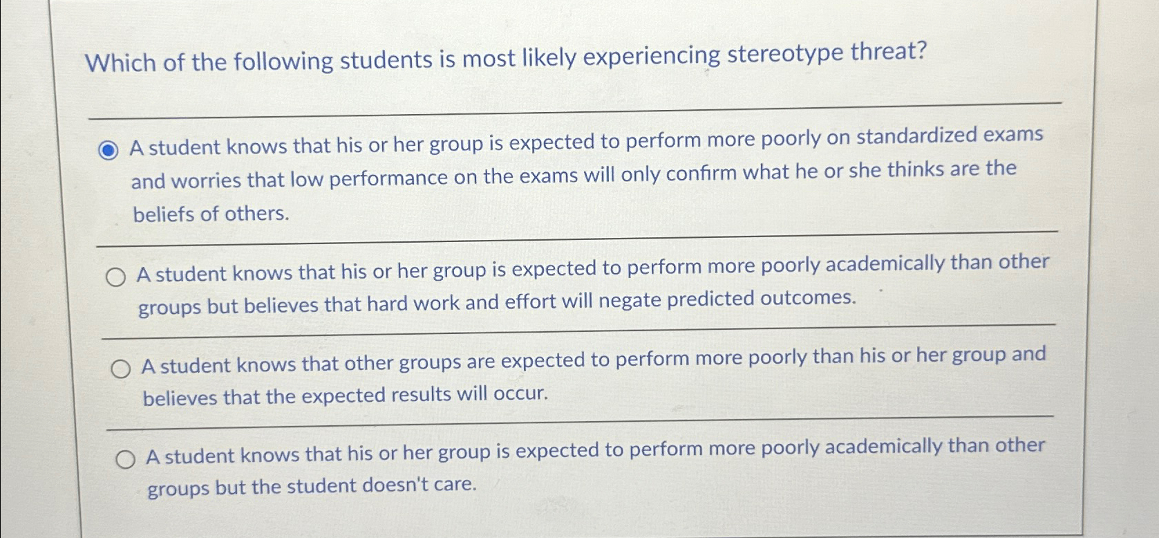 Solved Which of the following students is most likely | Chegg.com