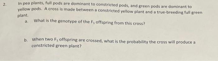 Solved In pea plants, full pods are dominant to constricted | Chegg.com