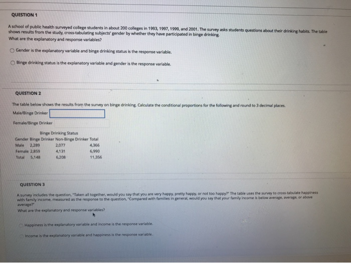 Solved QUESTION 1 A school of public health surveyed college | Chegg.com