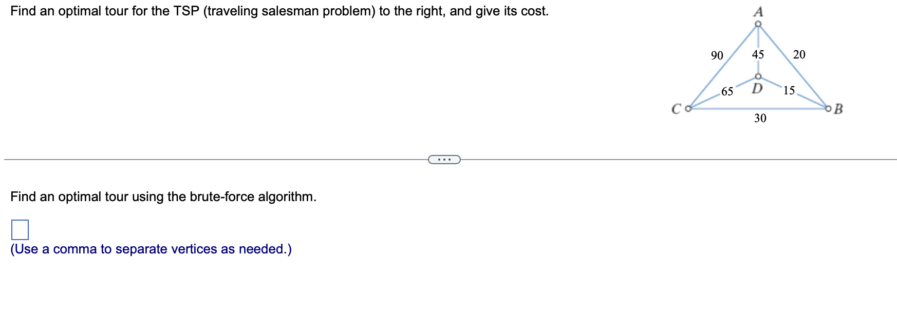 Solved Find An Optimal Tour For The Tsp Traveling Salesman