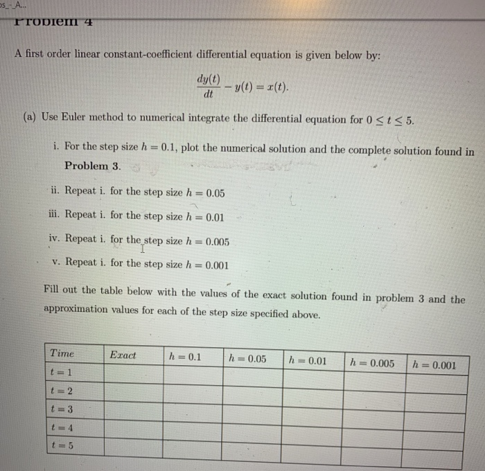 OS_A... Problem 4 A first order linear | Chegg.com