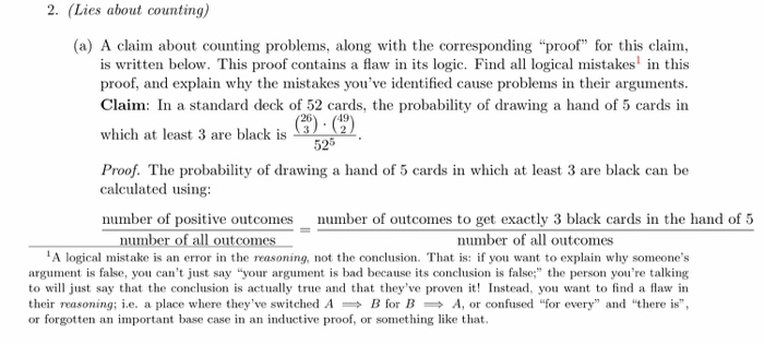 Solved 2. (Lies about counting) (a) A claim about counting | Chegg.com