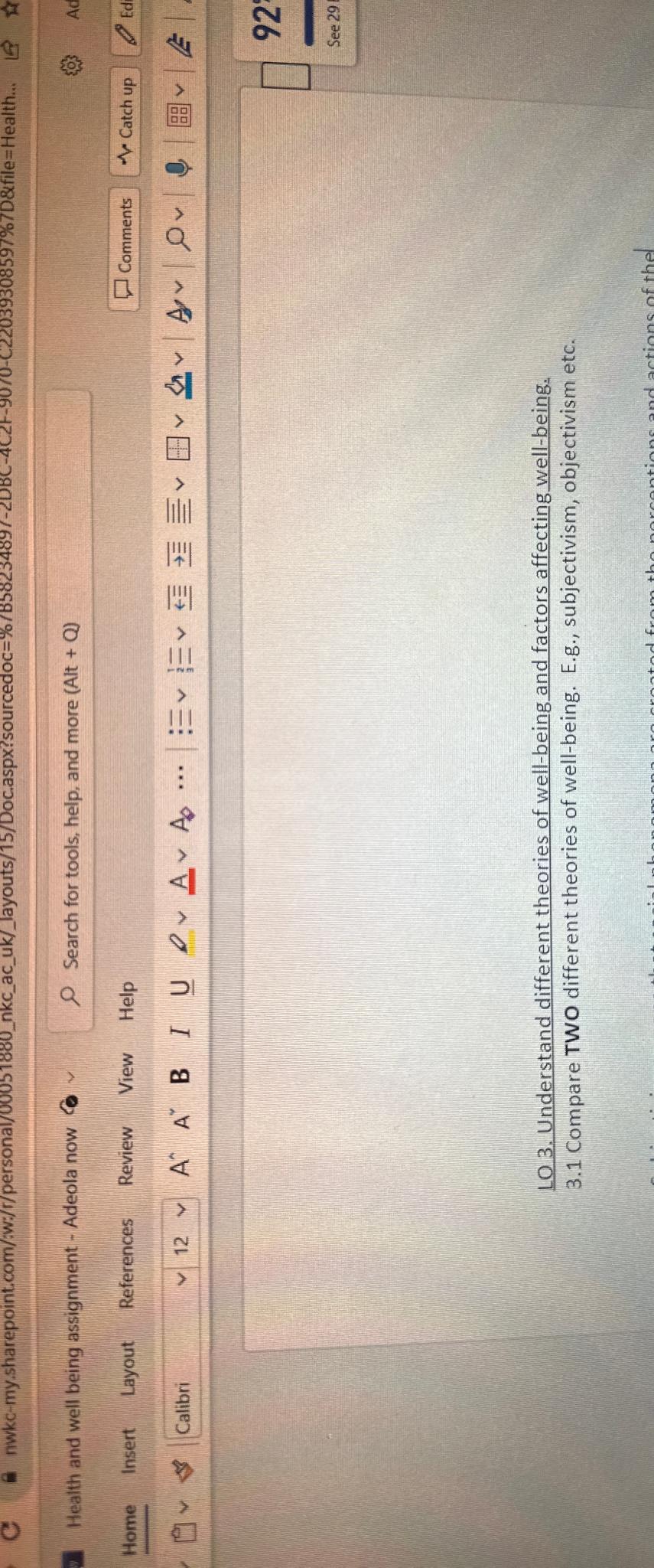 Solved Health and well being assignment - ﻿Adeola nowρSearch | Chegg.com