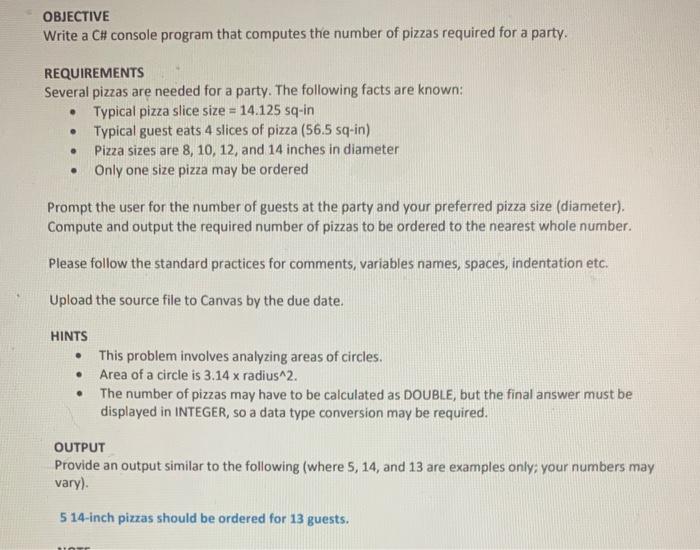 Solved OBJECTIVE Write a C# console program that computes | Chegg.com