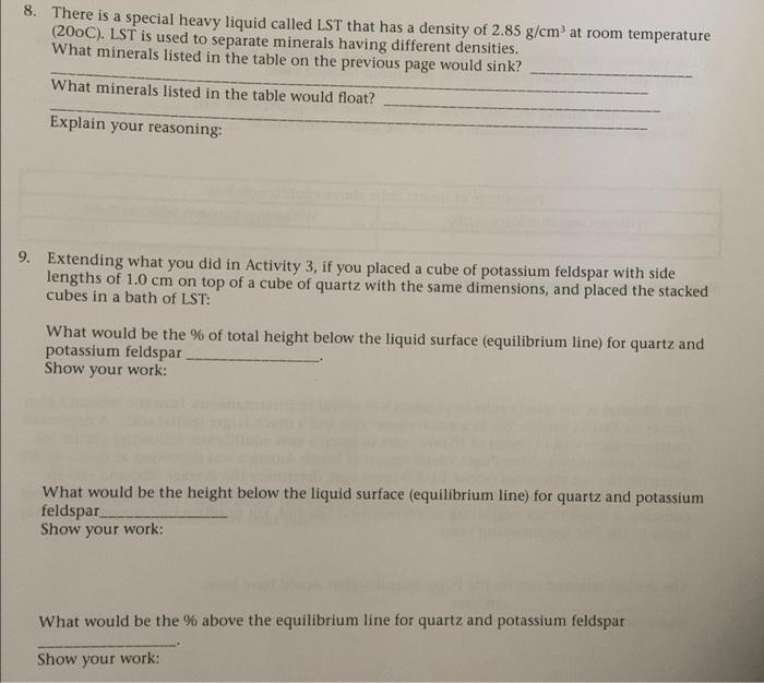8. There is a special heavy liquid called LST that | Chegg.com