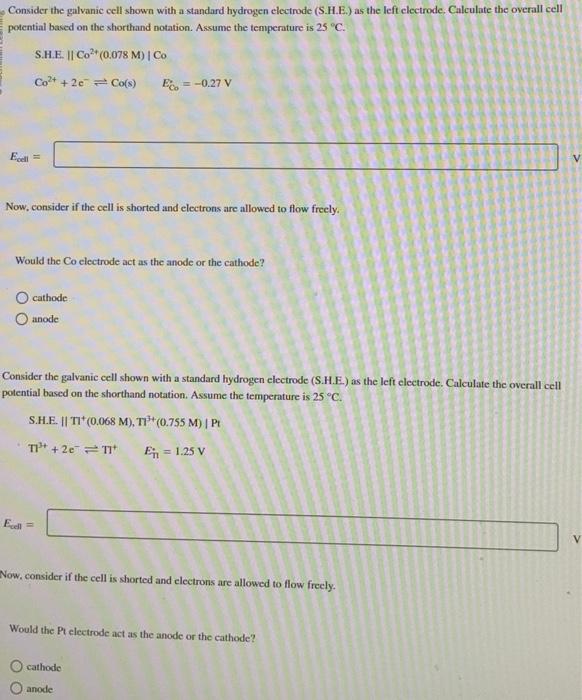 Solved Consider the galvanic cell shown with a standard | Chegg.com