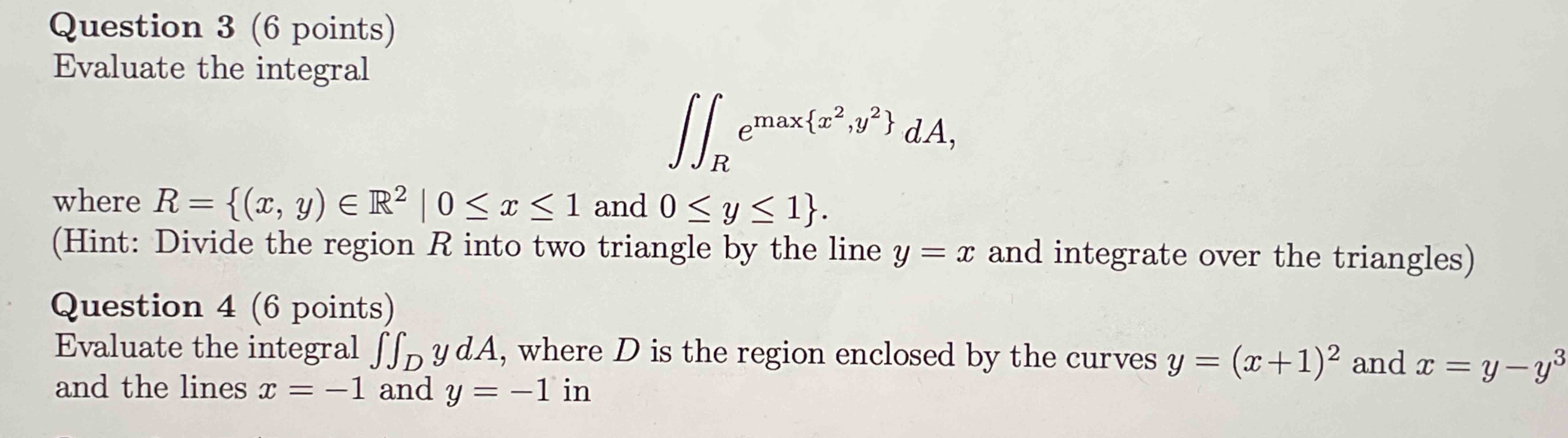 Solved Question 3 (6 ﻿points)Evaluate the | Chegg.com