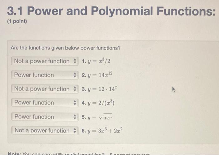 Solved 3.1 Power and Polynomial Functions: Problem 3 (1 | Chegg.com