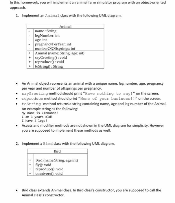 Solved In this homework, you will implement an animal farm | Chegg.com