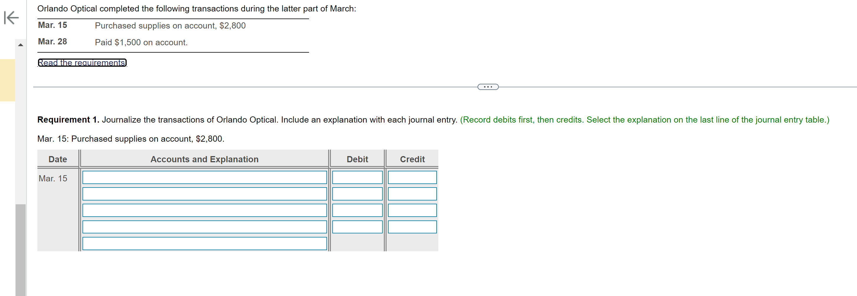 Solved Orlando Optical completed the following transactions | Chegg.com