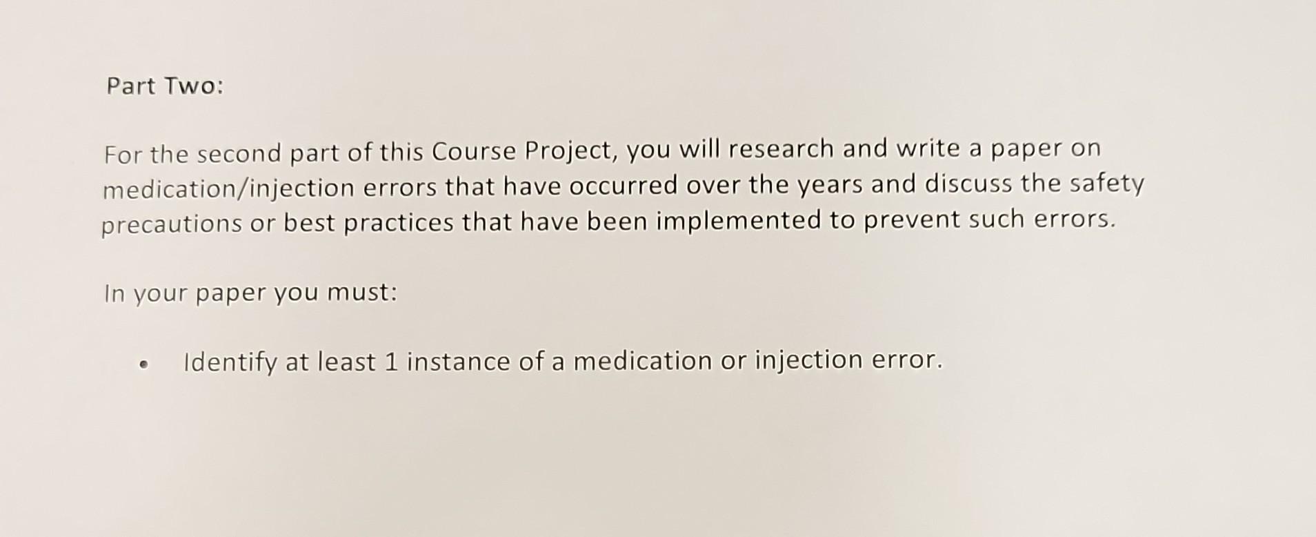 Solved Part Two: For the second part of this Course Project, | Chegg.com