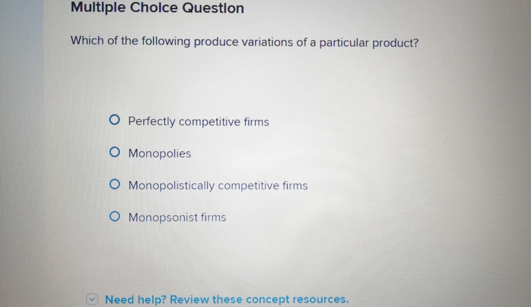 Solved Multiple Cholce QuestionWhich of the following | Chegg.com