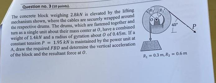 Solved Question no. 3 (10 points). The concrete block | Chegg.com