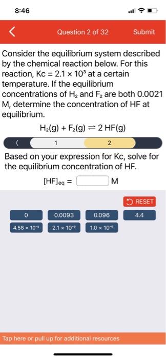 Solved Consider the equilibrium system described by the | Chegg.com