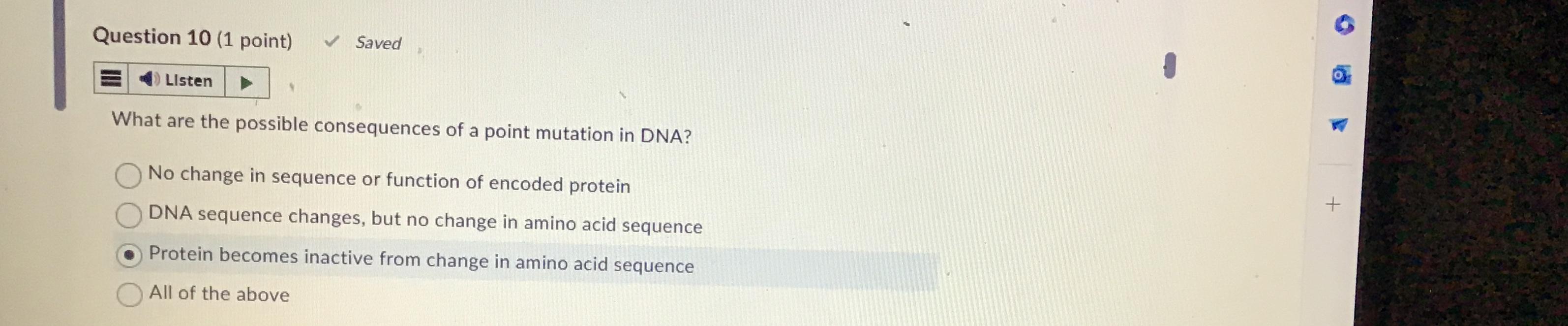 Solved Question 10 (1 ﻿point) ﻿SavedLIstenWhat are the | Chegg.com