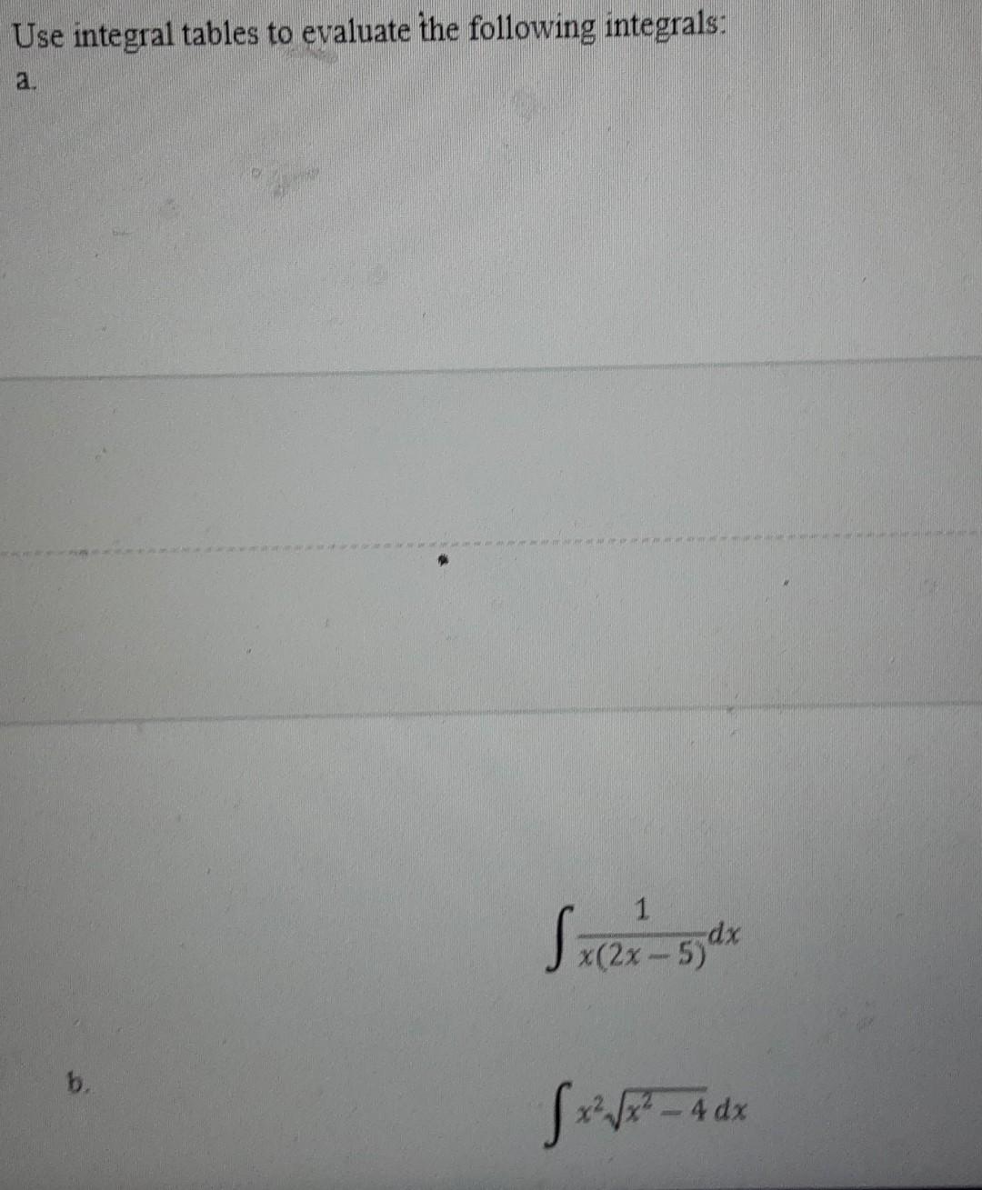 Solved Use integral tables to evaluate the following | Chegg.com