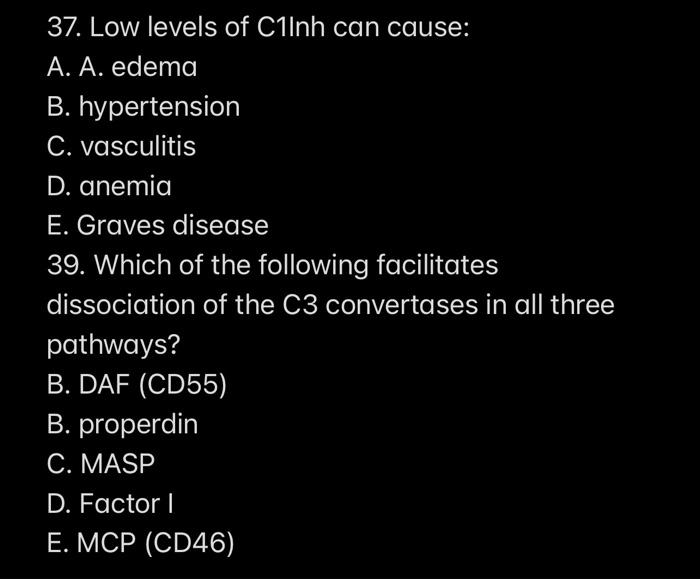 Solved 28. Associated with homozygous deficiencies in the | Chegg.com