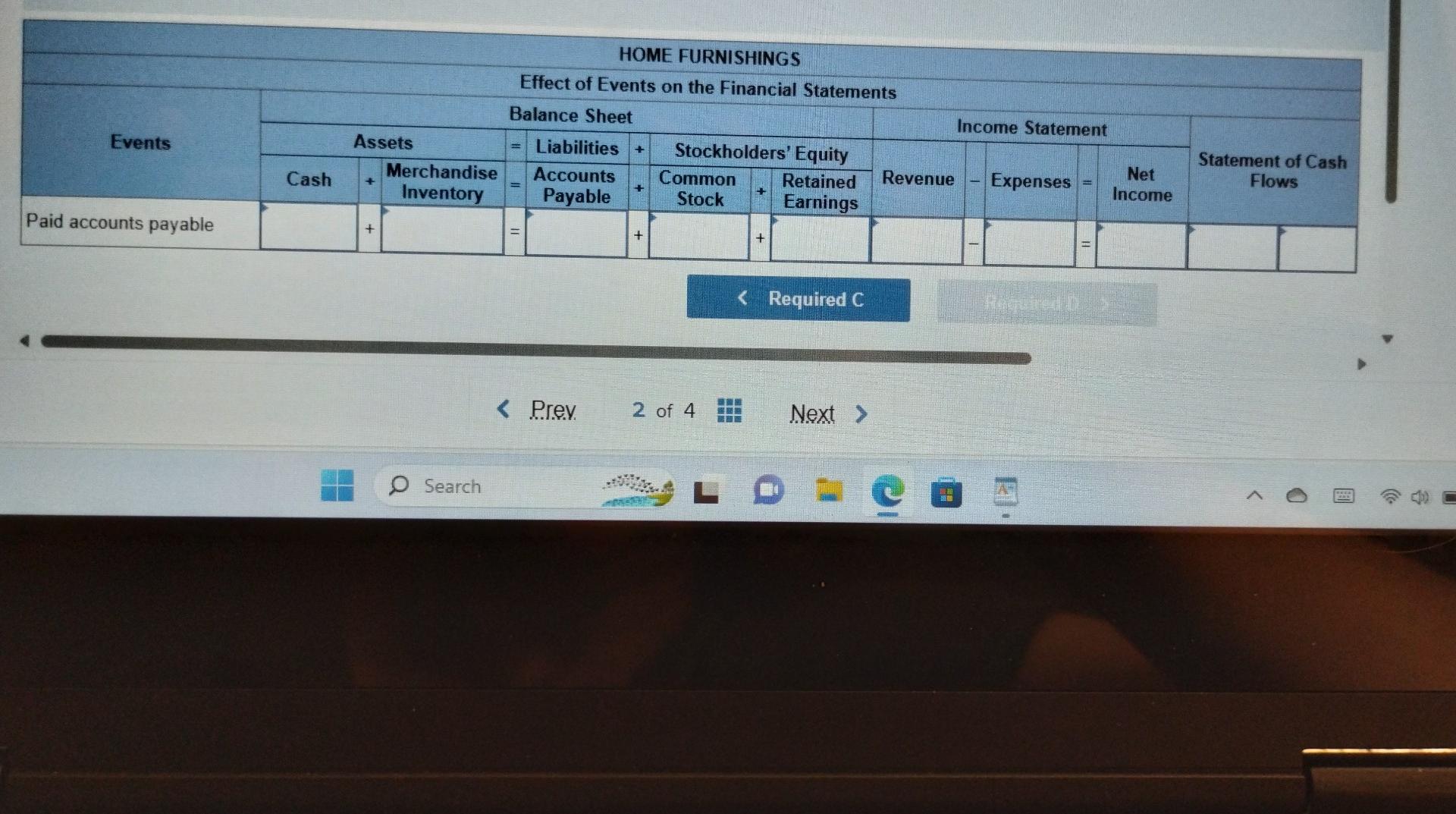 Solved Record the events in a horizontal statements model. | Chegg.com