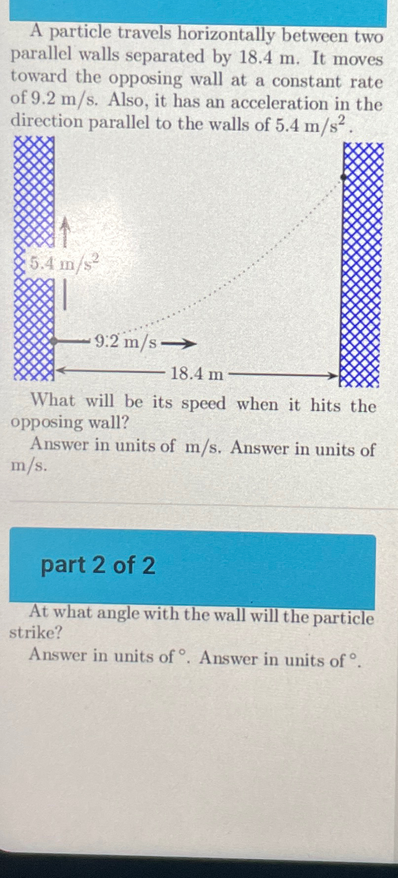 Solved A particle travels horizontally between two parallel | Chegg.com