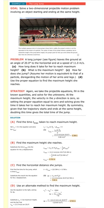 Solved EXAMPLE 3.6 The Long Jump GOAL Solve a | Chegg.com