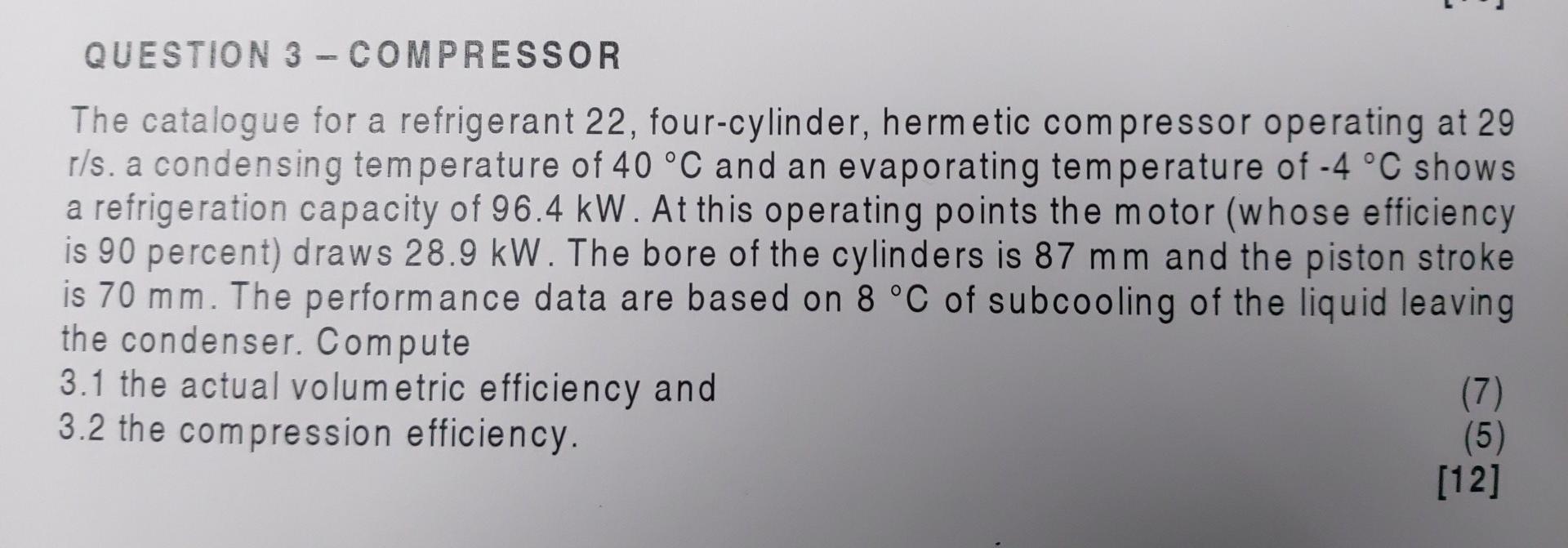 Solved QUESTION 3 - COMPRESSOR The catalogue for a | Chegg.com