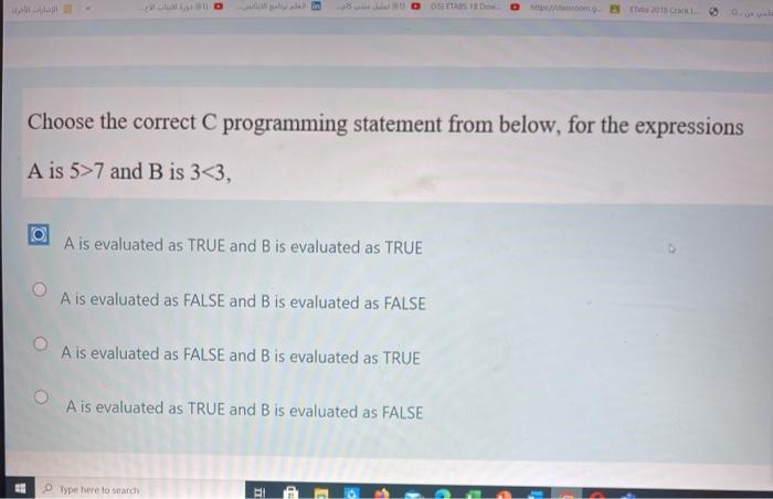 Solved Domo Choose The Correct C Programming Statement From 3748