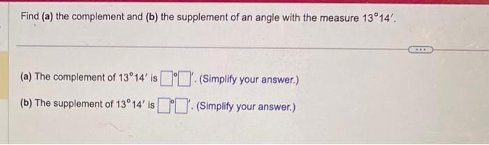 Solved Find (a) the complement and (b) the supplement of an | Chegg.com