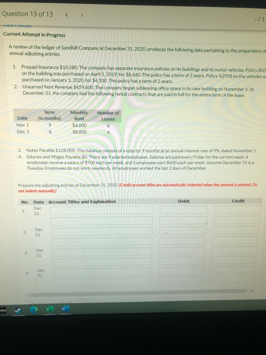 Solved Question 13 of 13 -/1 PLE Current Attempt in Progress | Chegg.com