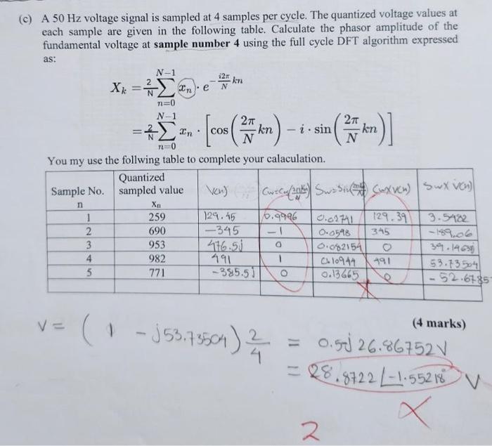 Solved A) A 50 Hz voltage signal is sampled at 4 samples per | Chegg.com