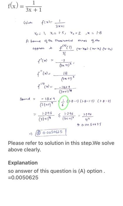 Consider the function f(x)=3x+11. We approximate f(x) | Chegg.com
