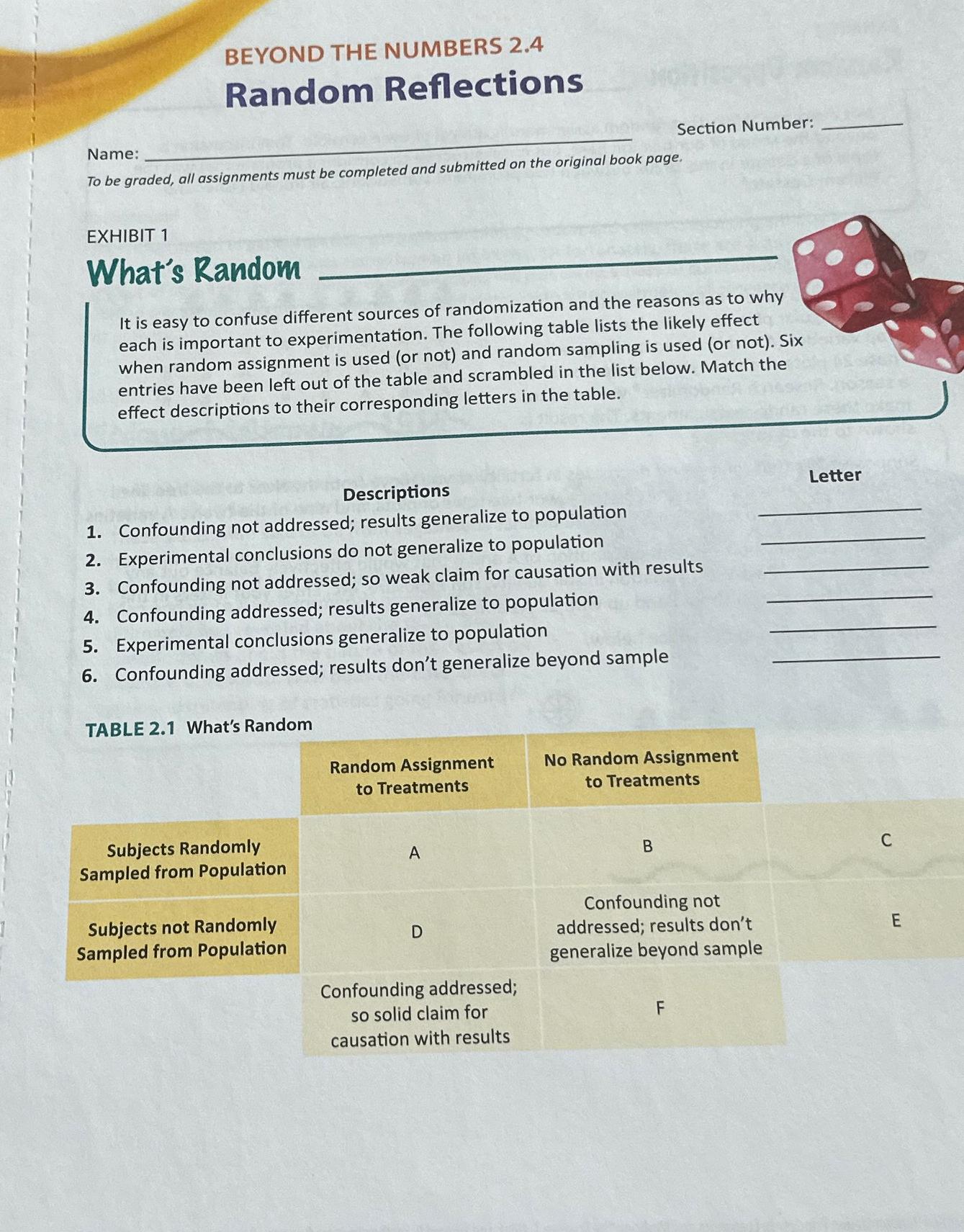 Solved BEYOND THE NUMBERS 2.4Random ReflectionsSection | Chegg.com