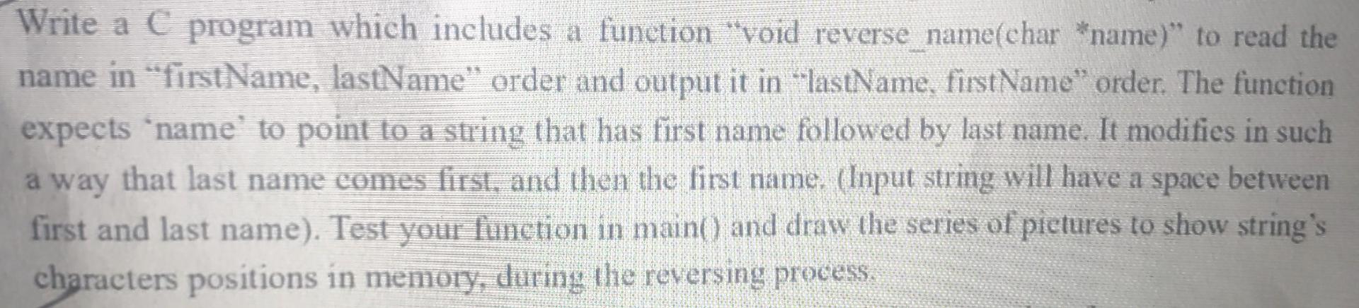 Solved Write A C Program Which Includes A Function Void 7733
