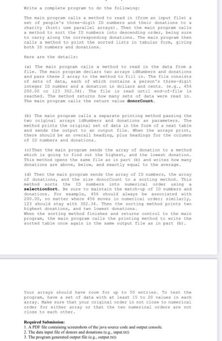 Solved xrite a conplete program to do the following? The | Chegg.com