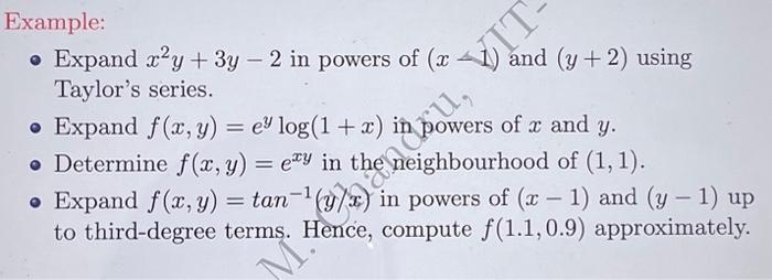 Solved Example: Expand x²y + 3y - 2 in powers of (x1) and | Chegg.com